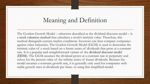 Gordon growth model.ppt | Stocks and Bonds | Personal Investing