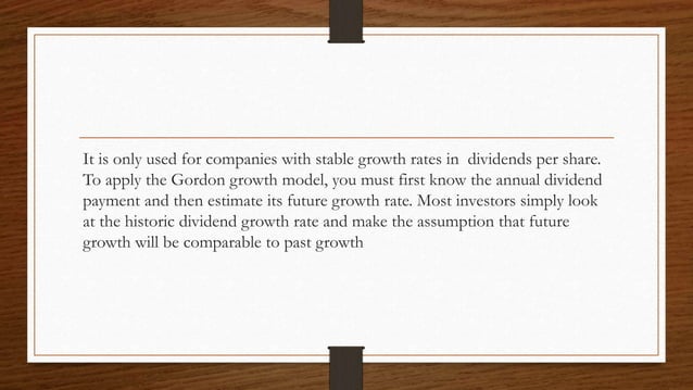 Gordon growth model.ppt | Stocks and Bonds | Personal Investing