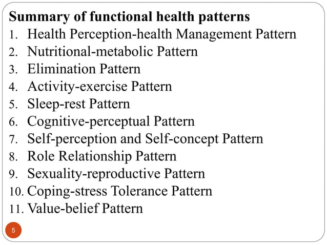 GORDONS 11 HEALTH FUNCTIONAL PATTERNS.ppt
