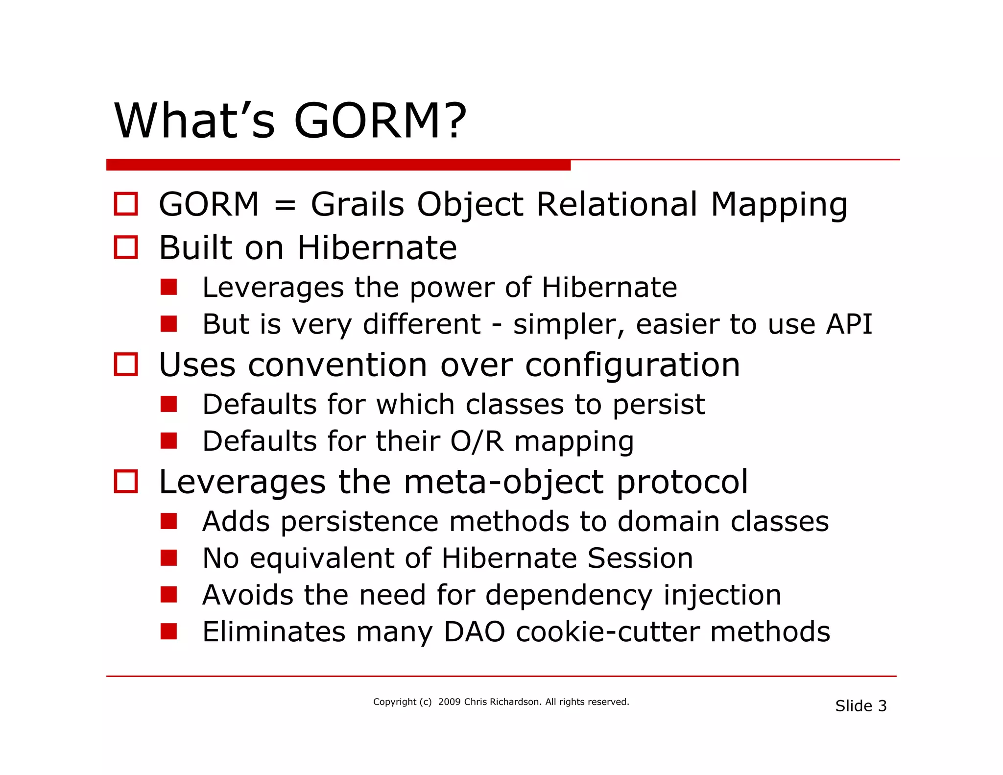 Overview Of Grails Object Relational Mapping Gorm Ppt