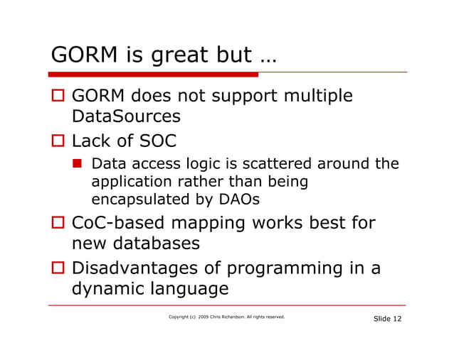 Overview of Grails Object Relational Mapping (GORM) | PDF