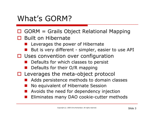 Overview of Grails Object Relational Mapping (GORM) | PDF