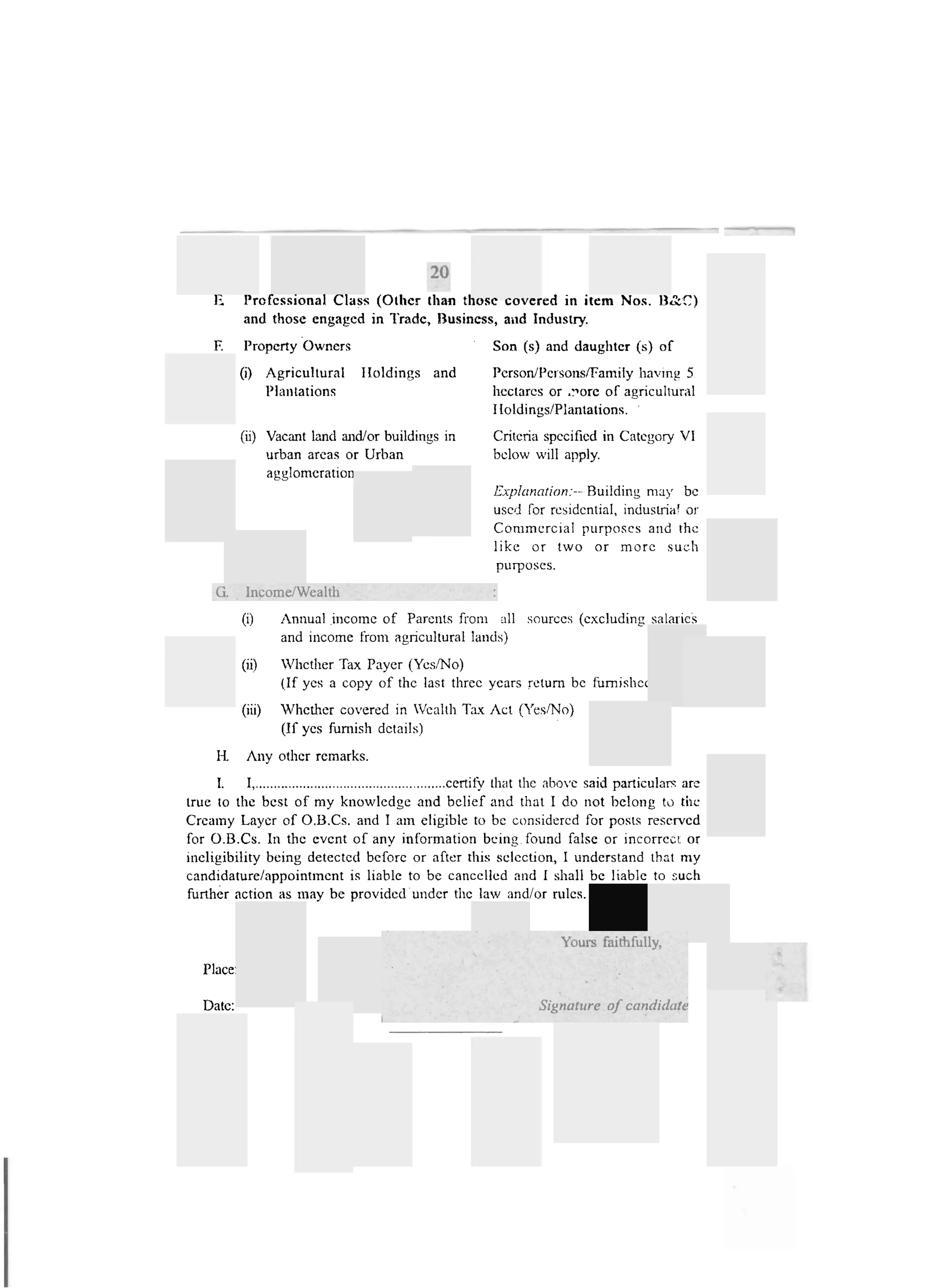 Non creamy layer certificate for KERALA OBC- criteria for the issue. | PDF