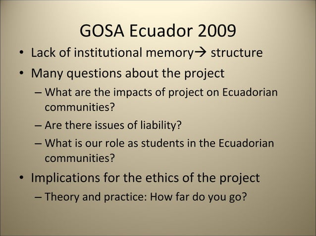 Gosa Ecuador Presentation Grs | PPT
