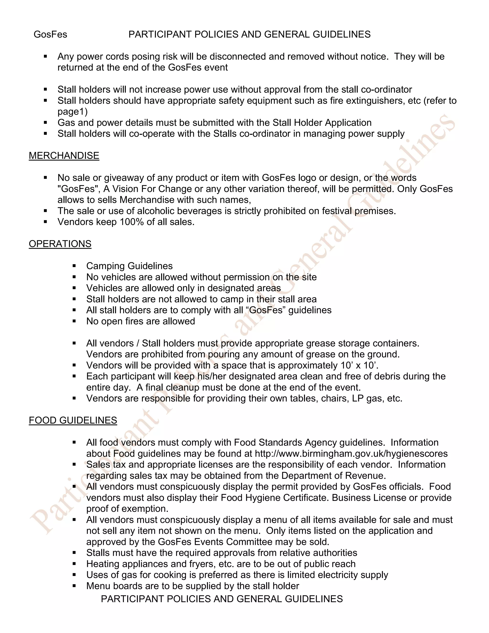 Gos Fes Participant Policies Application Form | PDF