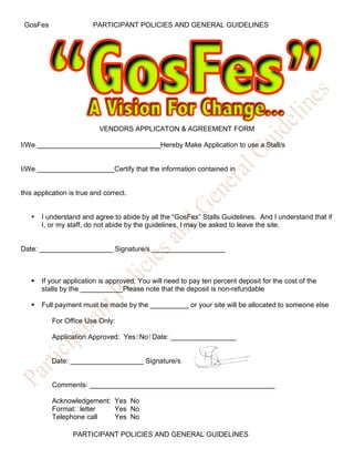 Gos Fes Participant Policies Application Form | PDF