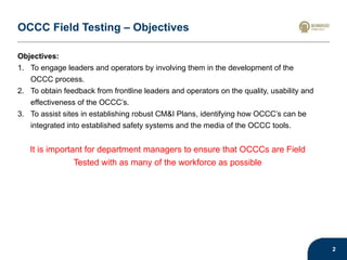 OCCC Field Test Plan in mining .pptx