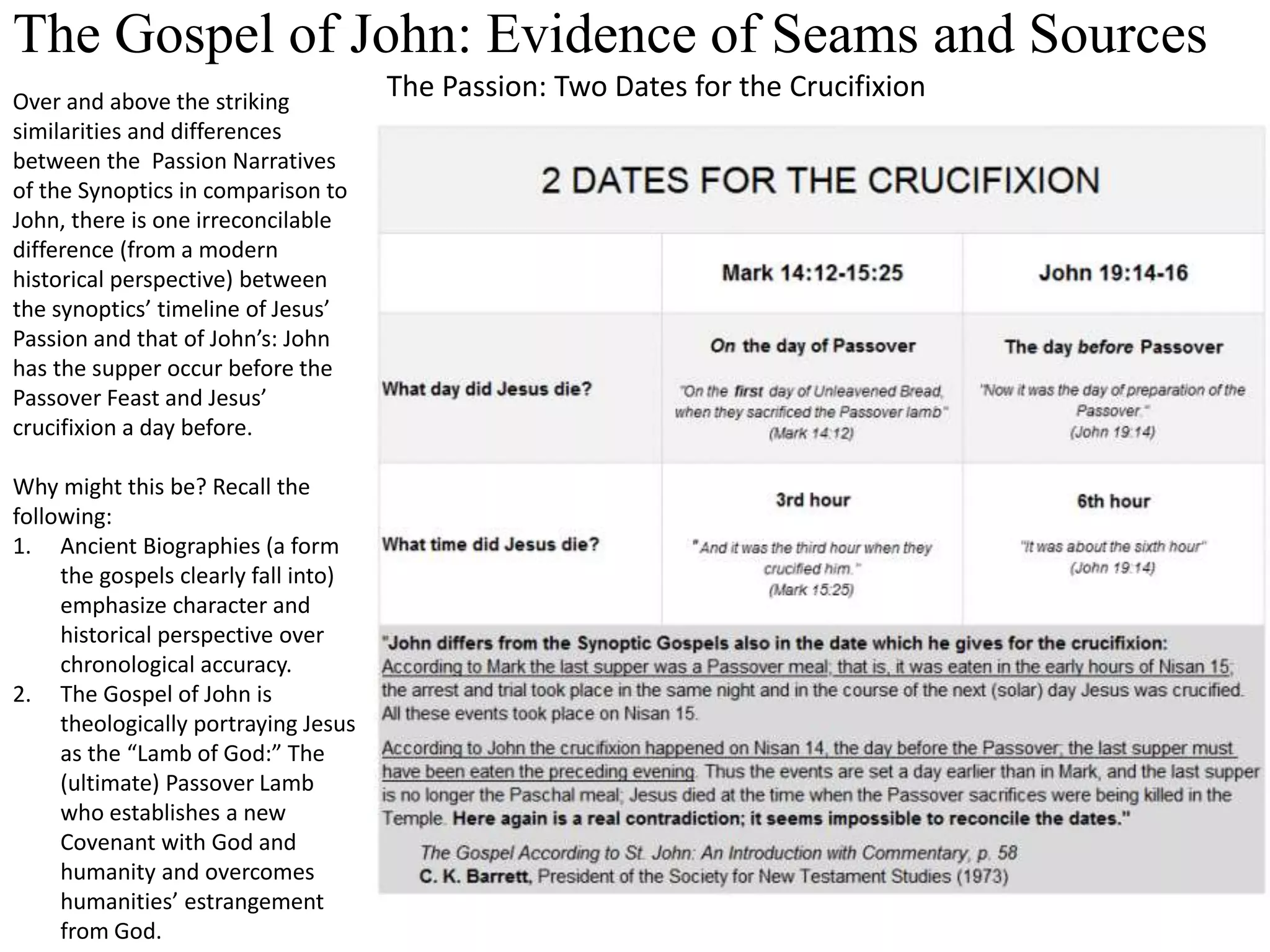 Gospel of John Seams and Sources | PPTX