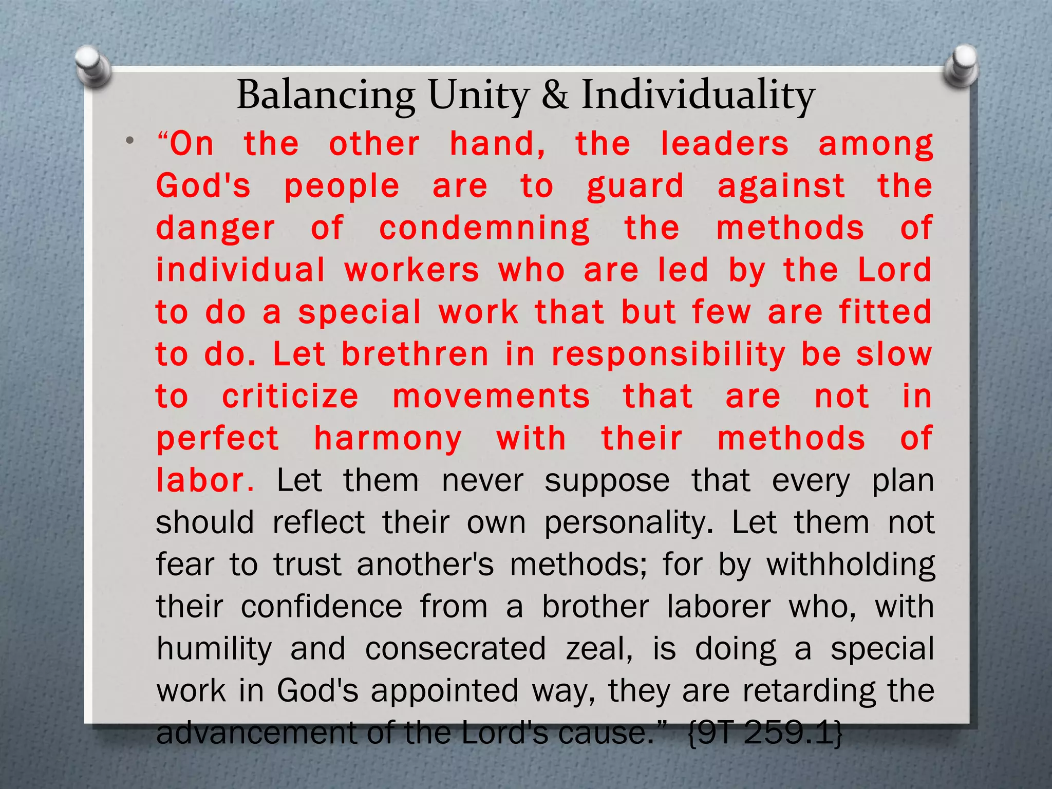 Gospel order 15-20- unity in diversity | PPT