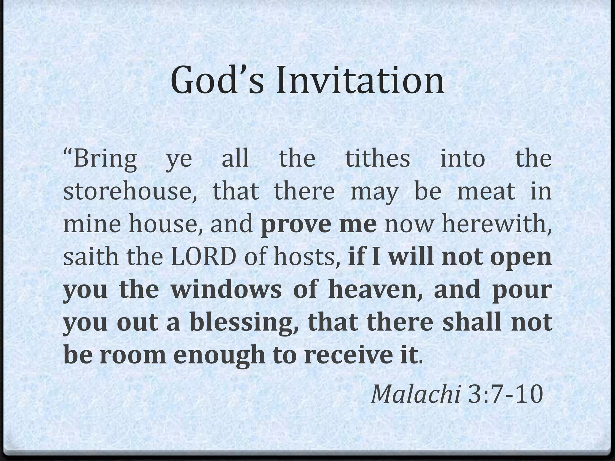 Gospel order 16-20 - tithes and offerings god's invitation | PPT