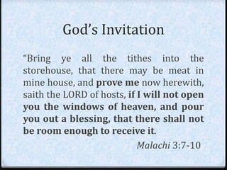 Gospel order 16-20 - tithes and offerings god's invitation | PPT