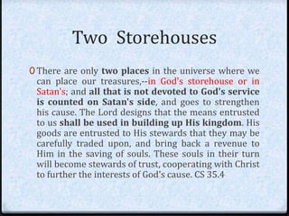 Gospel order 17-20 - tithes and offerings god's storehouse | PPTX