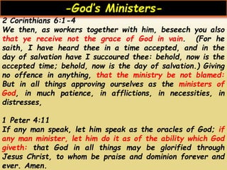 Gospel order 3-20 - leadership of the church and their qualifications ...