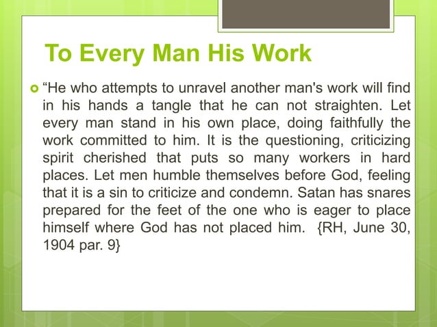 Gospel order 7-20 - every man and his appointed work | PPT