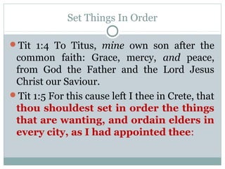 Gospel order 8-20 - church organization | PPT