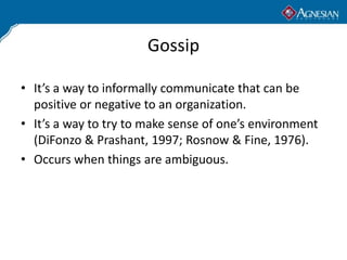 Gossip & Rumor In the Workplace | PPTX