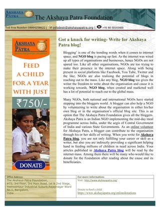 Got a knack for writing write for akshaya patra blog! | PDF