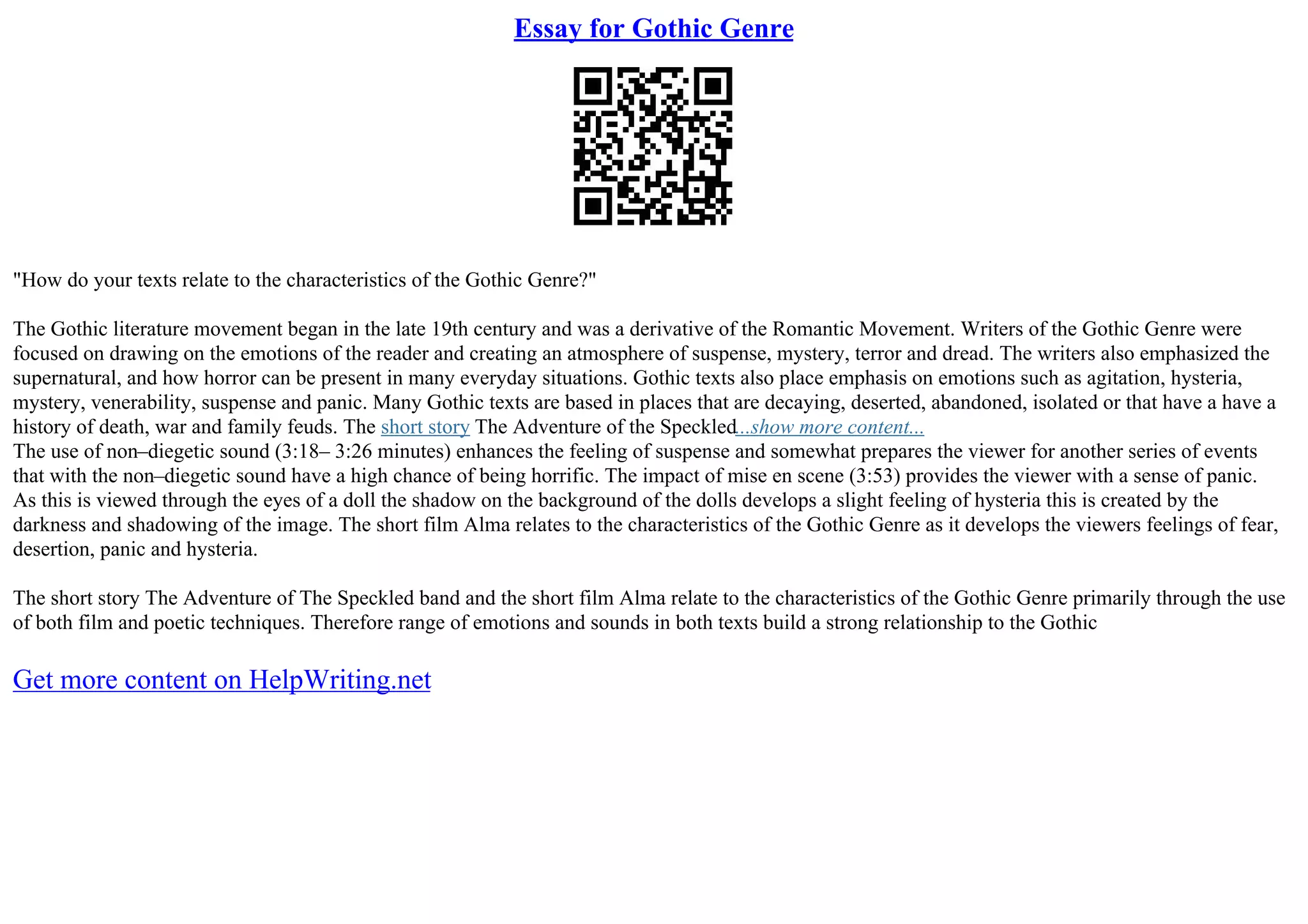 Gothic Elements In Gothic Literature | PDF
