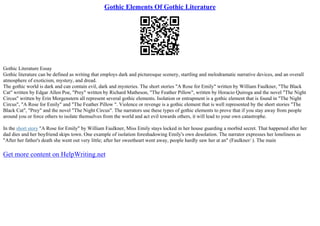 Gothic Elements In Gothic Literature | PDF