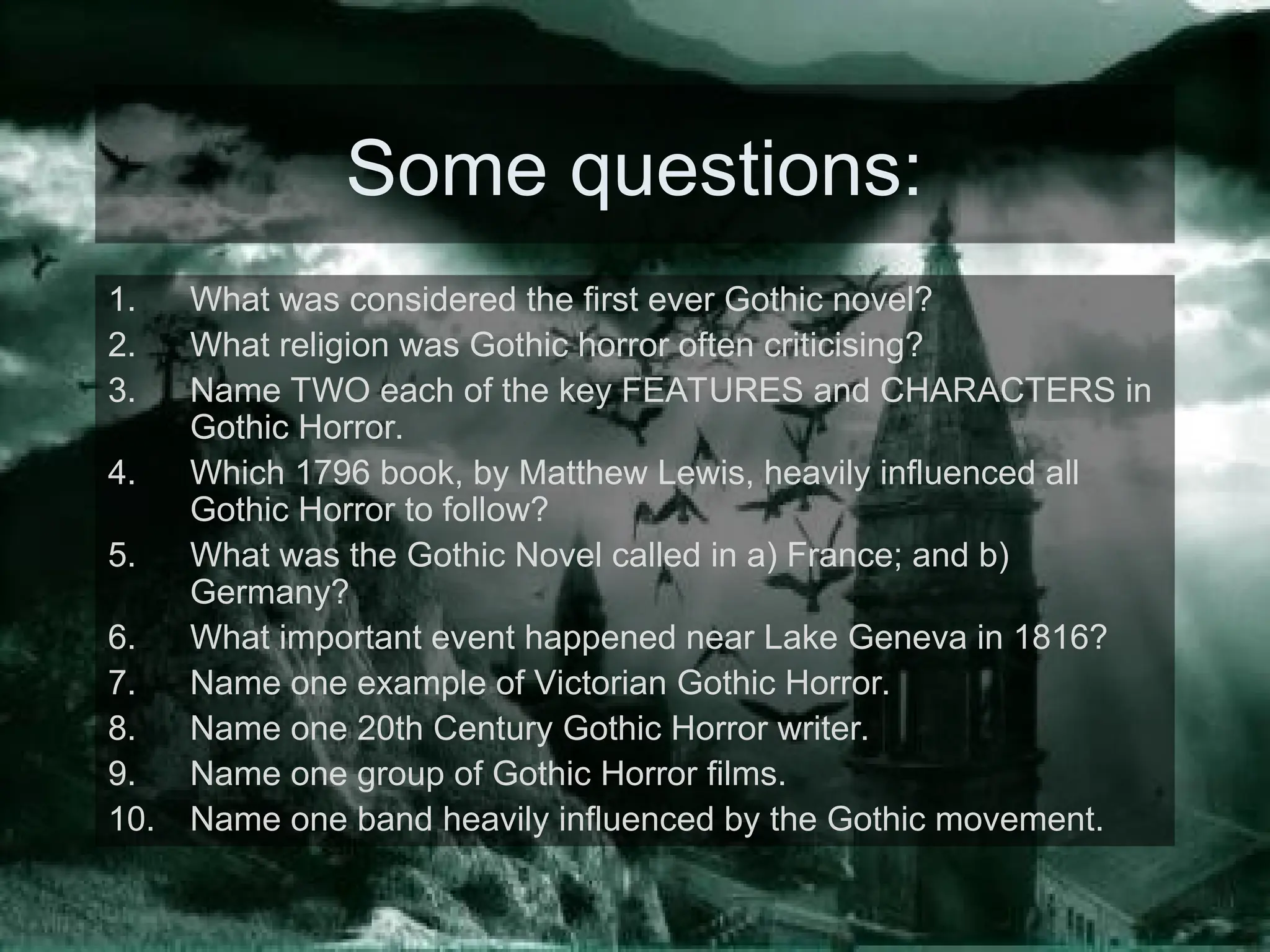 Gothic horror and its main tenets in literature | PPT
