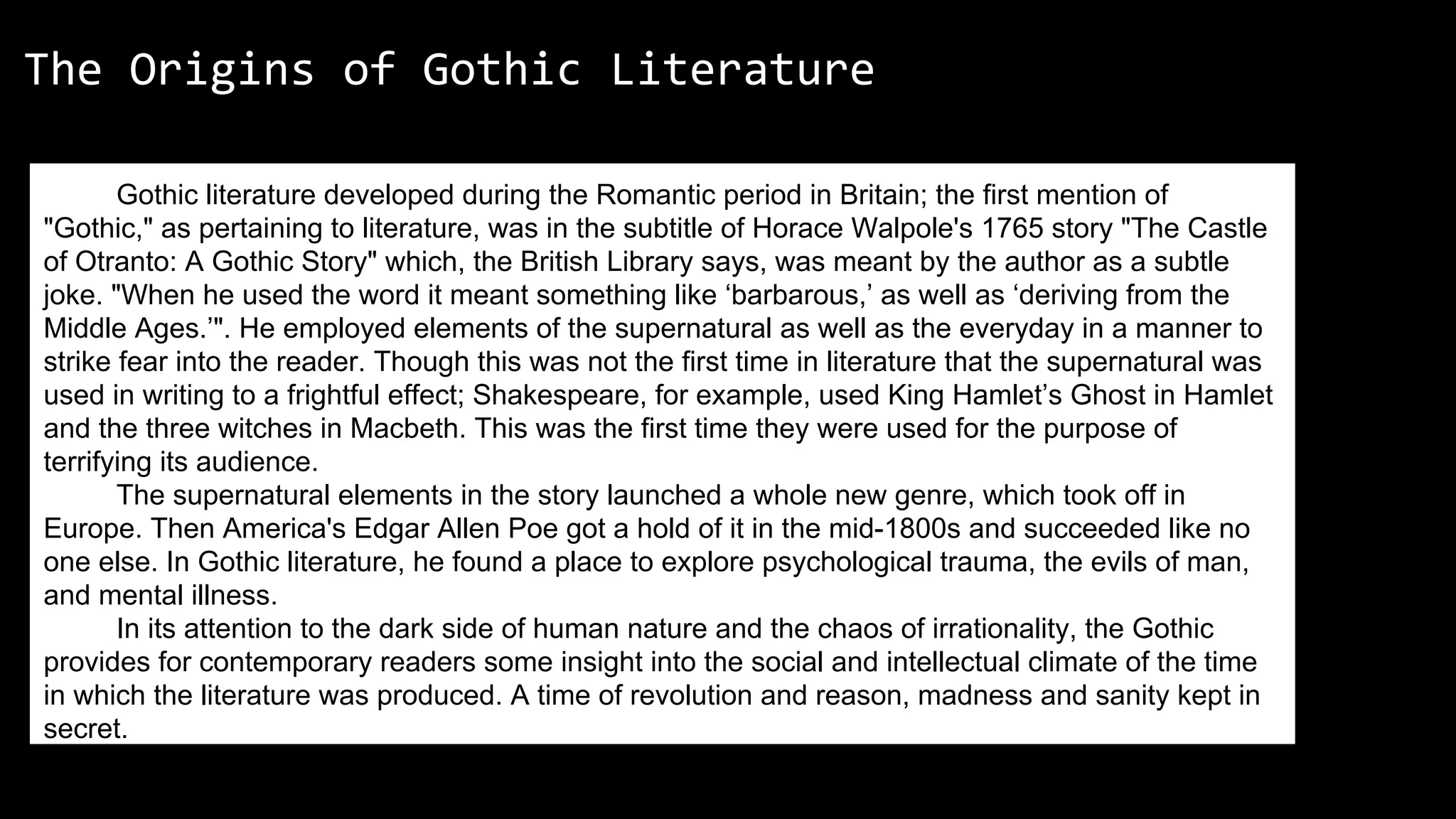 Gothic literature by Trinidad Porretti. (Final Paper) | PDF ...