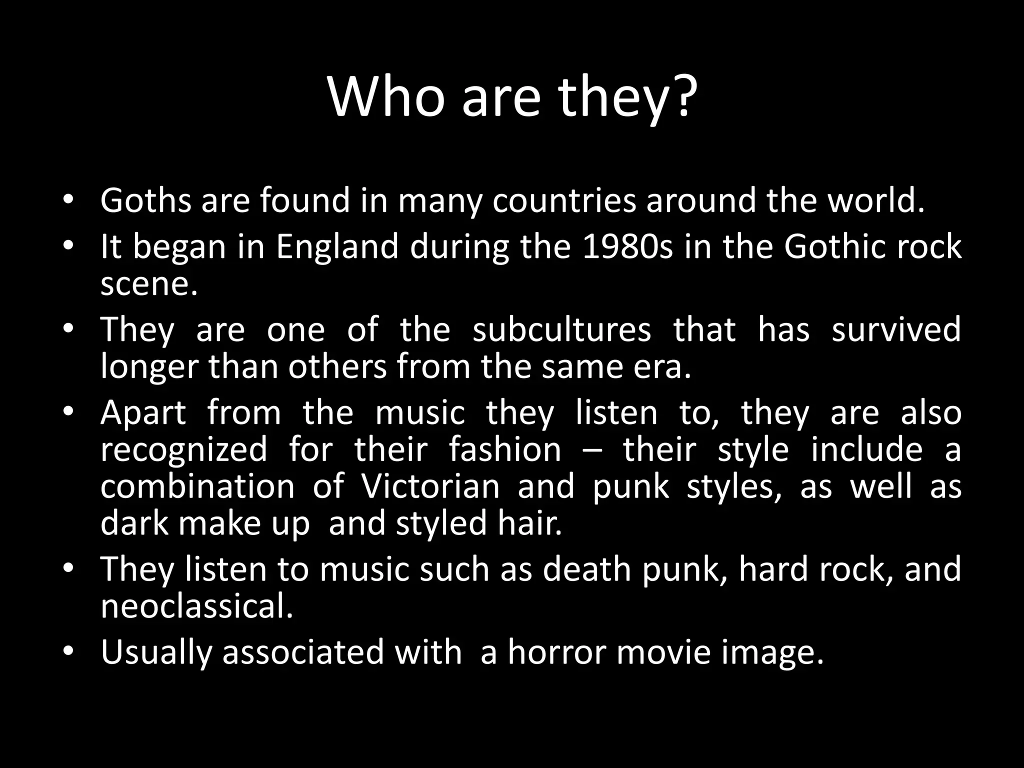 Goth subculture | PPTX