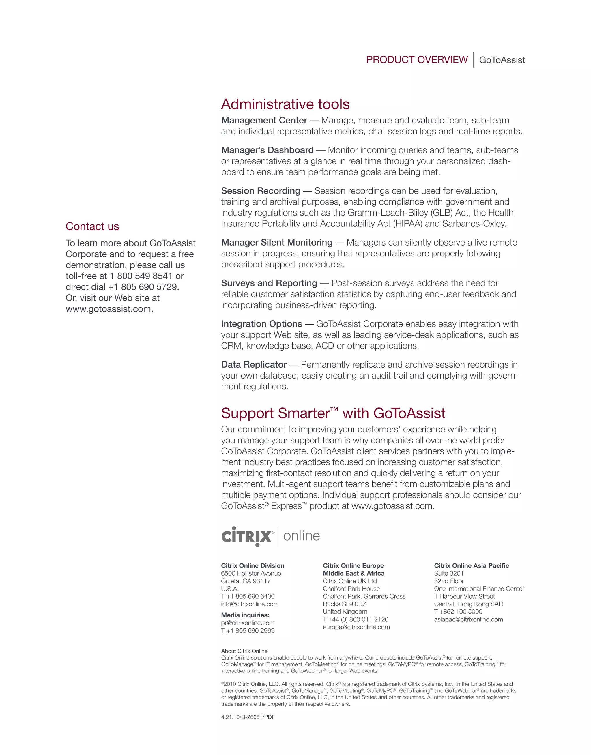 Go To Assist Corporate Product Overview | PDF