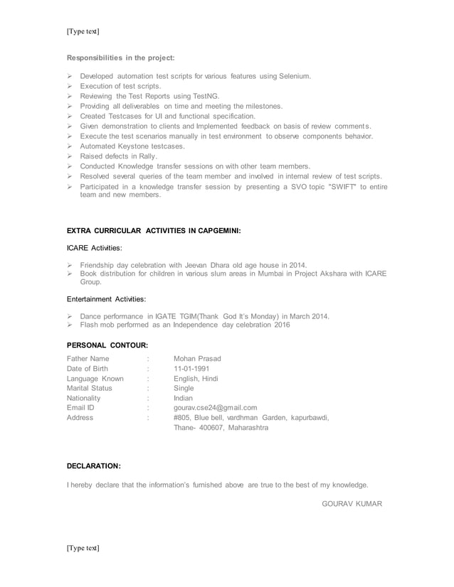 Gourav resume 2016 | DOCX
