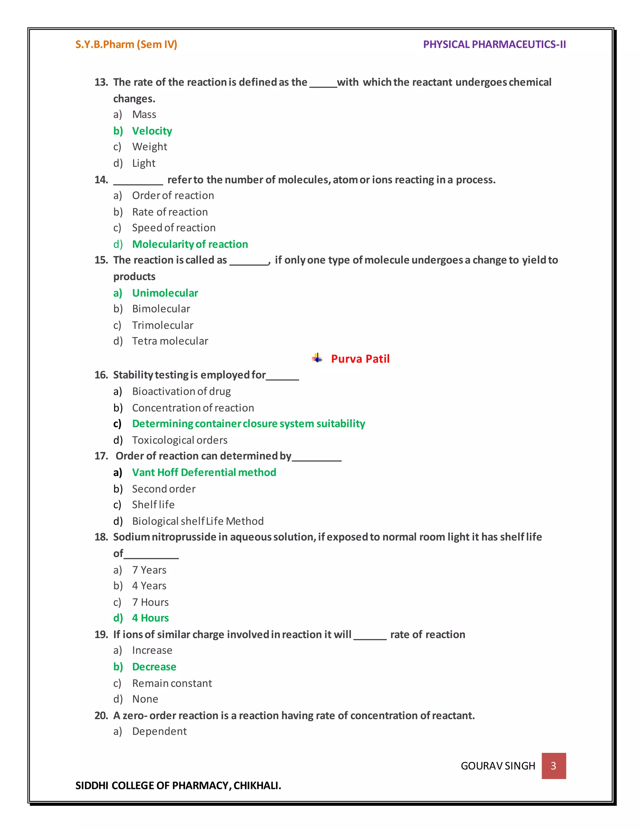unit-03,04 :- Coarse dispersion, Drug Stability | DOCX | Chemistry ...