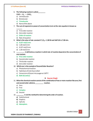 unit-03,04 :- Coarse dispersion, Drug Stability | DOCX