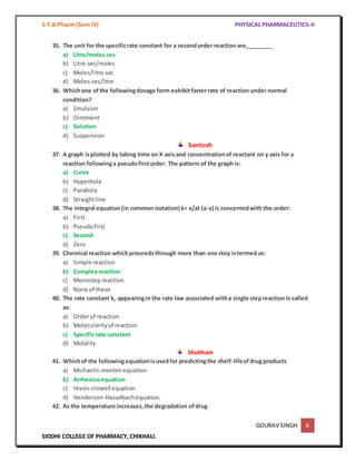 unit-03,04 :- Coarse dispersion, Drug Stability | DOCX