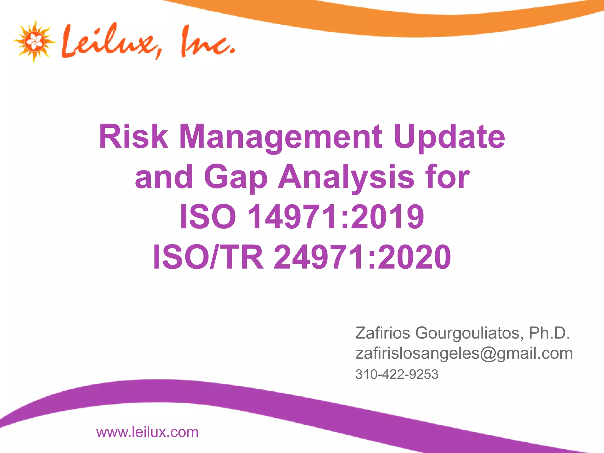 ISO 14971:2019 and ISO/TR 24971 Risk Management Update | PDF