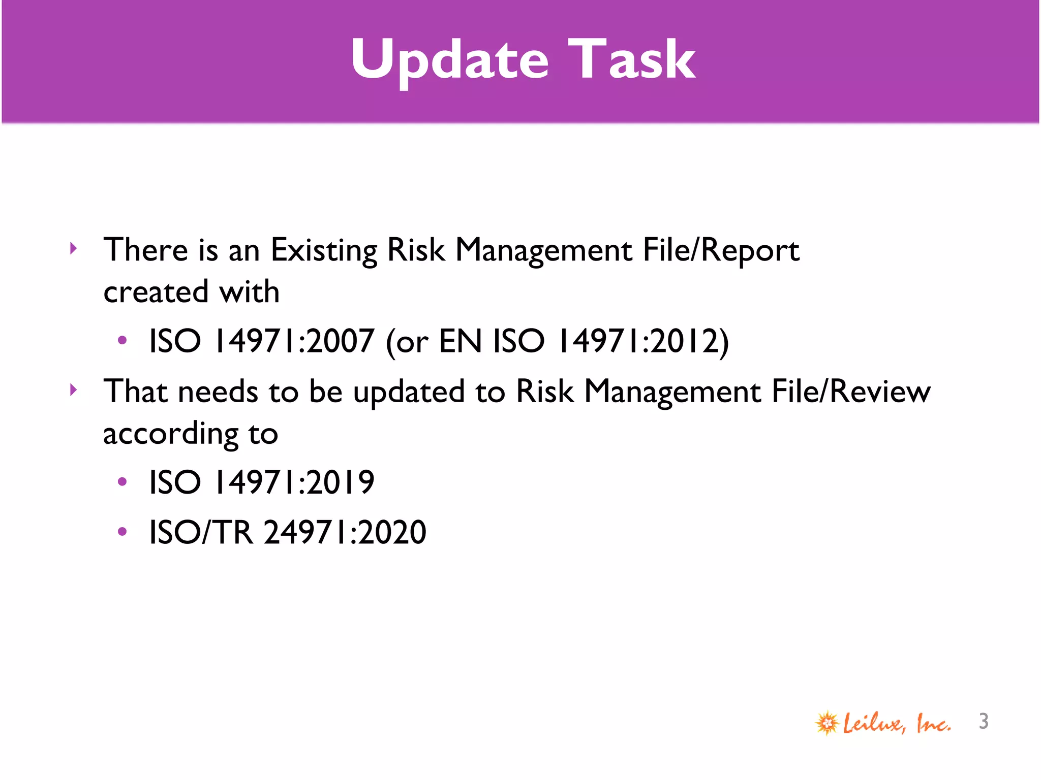 ISO 14971:2019 and ISO/TR 24971 Risk Management Update | PDF