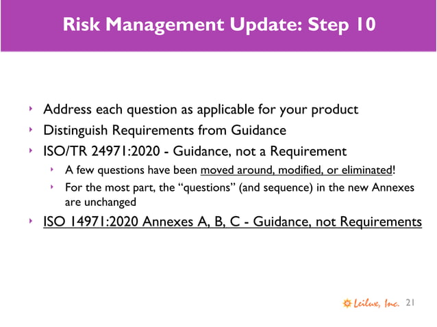 ISO 14971:2019 and ISO/TR 24971 Risk Management Update | PDF