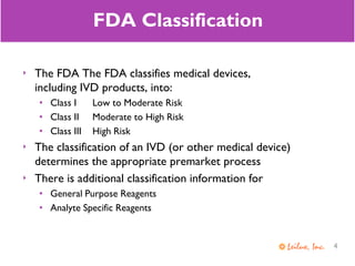Classification of In Vitro Diagnostic Devices per FDA and IVDR Rules | PDF
