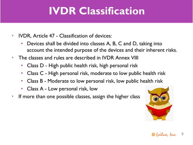 Classification of In Vitro Diagnostic Devices per FDA and IVDR Rules ...