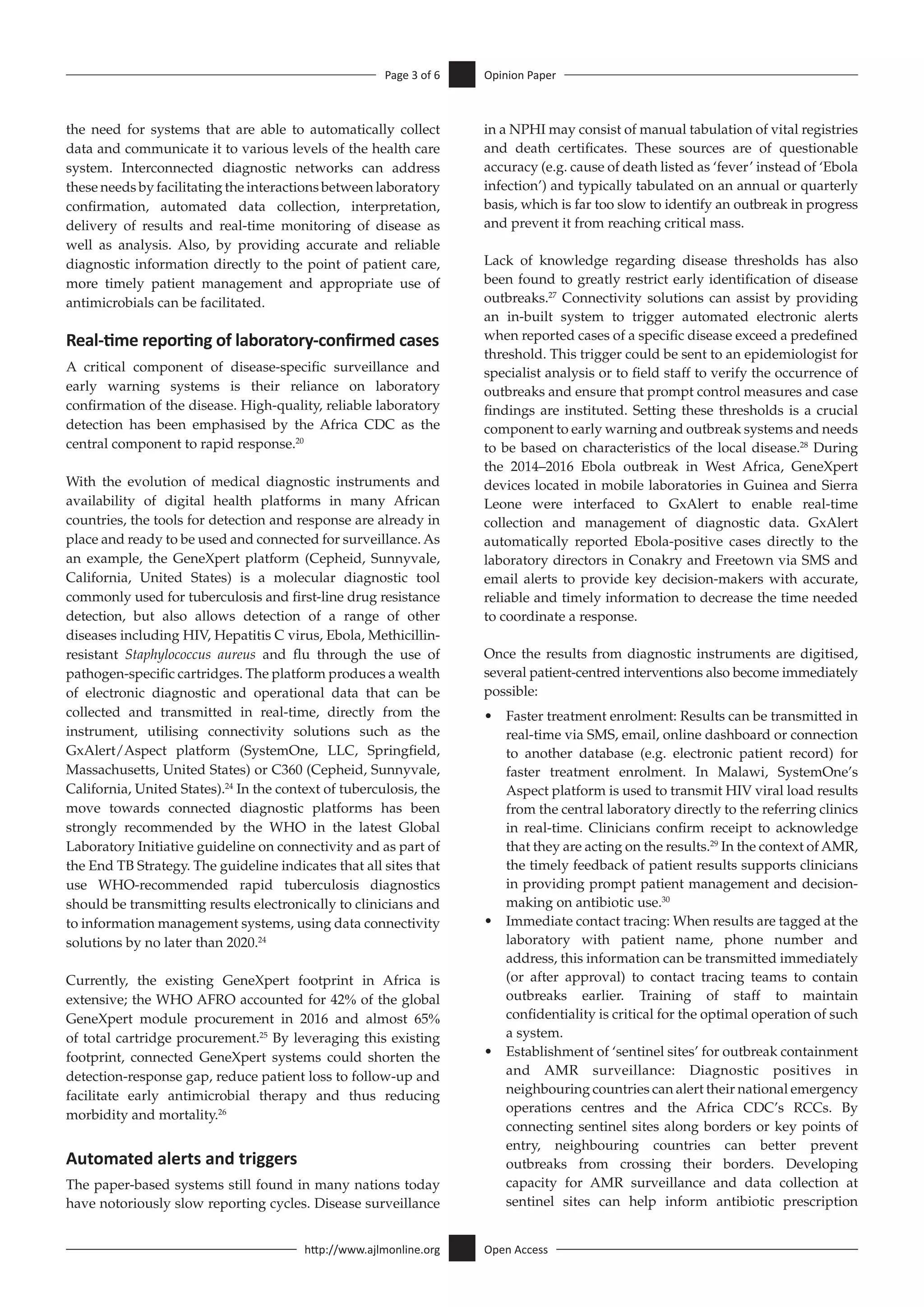 The Role of Connected Diagnostics in Strengthening Regional, National ...