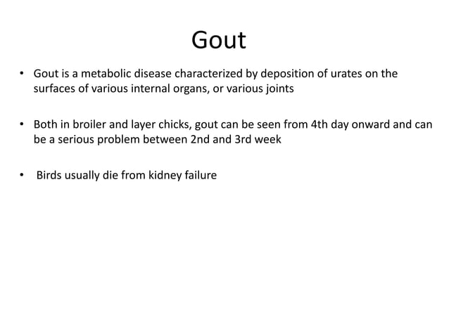 Gout in poultry | PPTX | Chemistry | Science