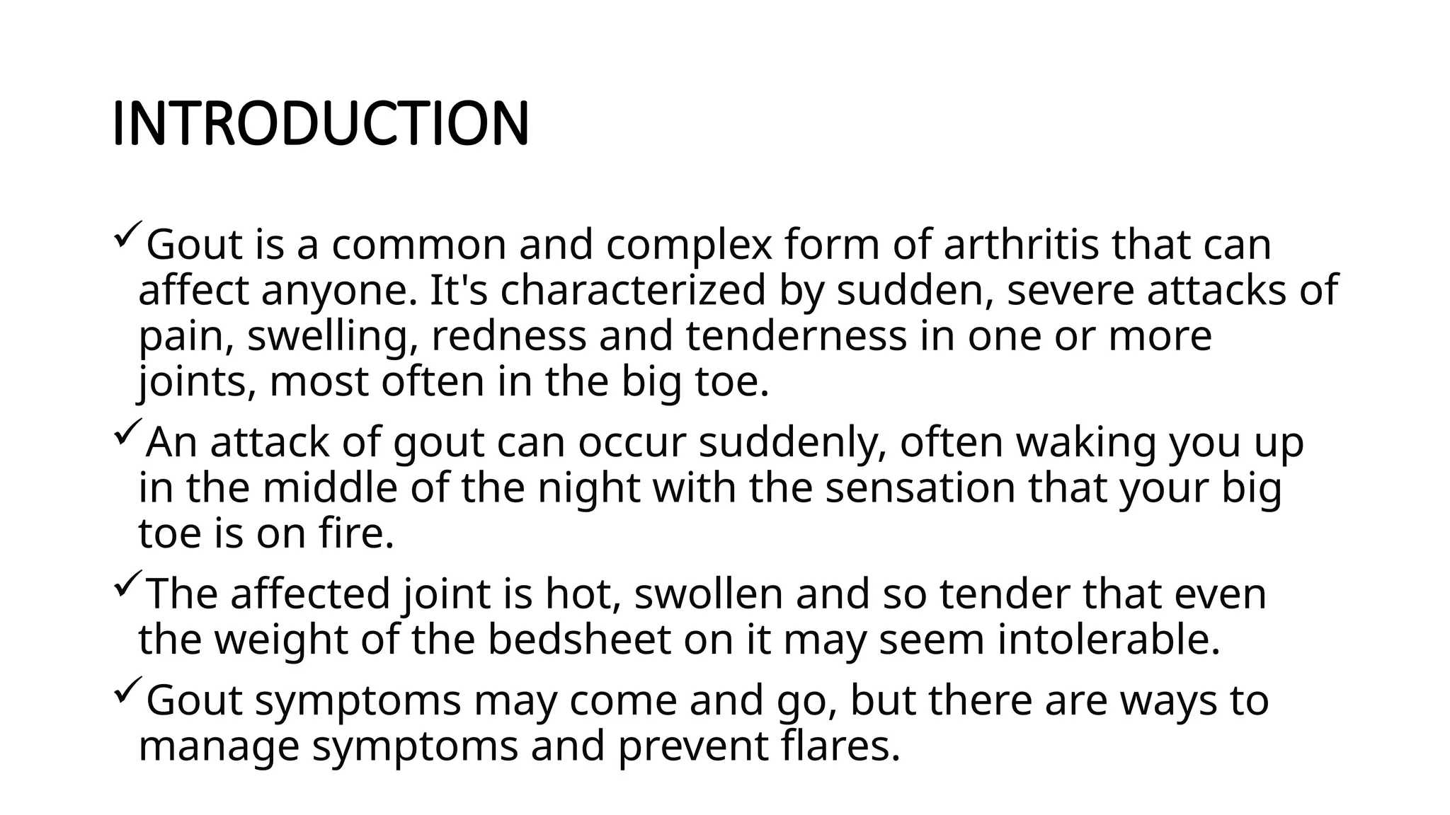 Gout: Uric Acid and Joint Inflammation. | PPTX