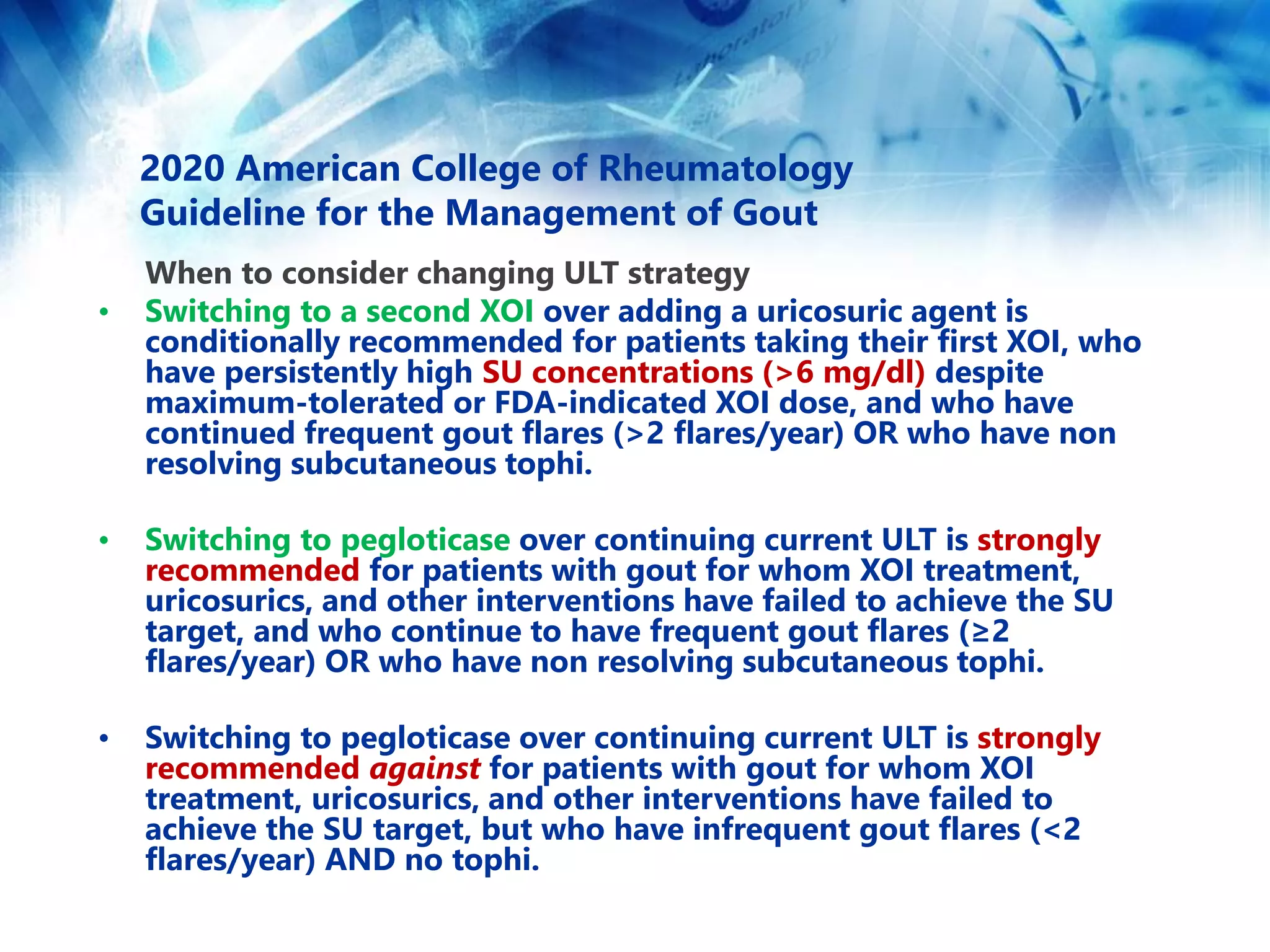 Gout Summery Updated 2020 American College Of Rheumatology Guideline | PDF