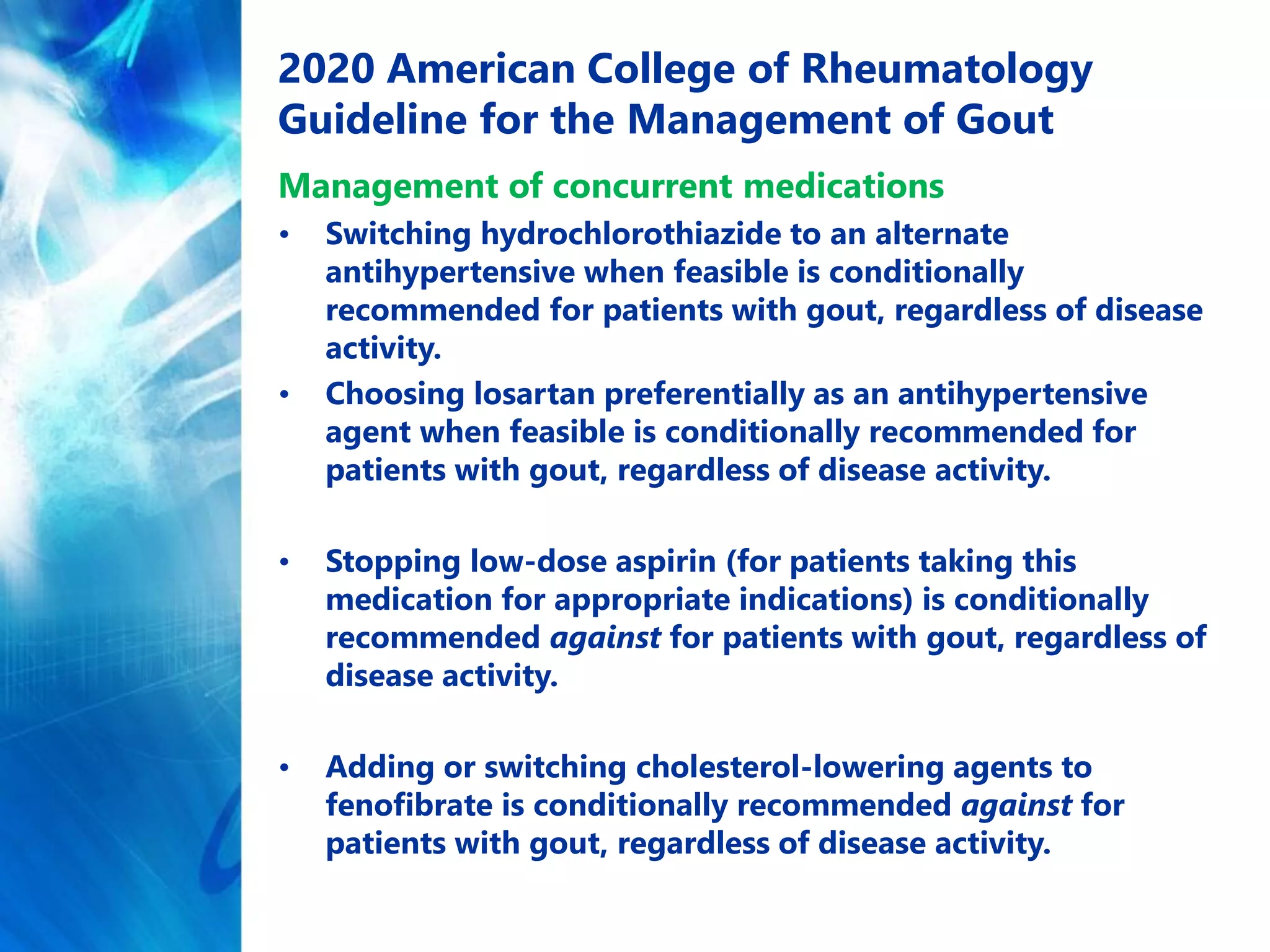 Gout Summery Updated 2020 American College Of Rheumatology Guideline | PDF