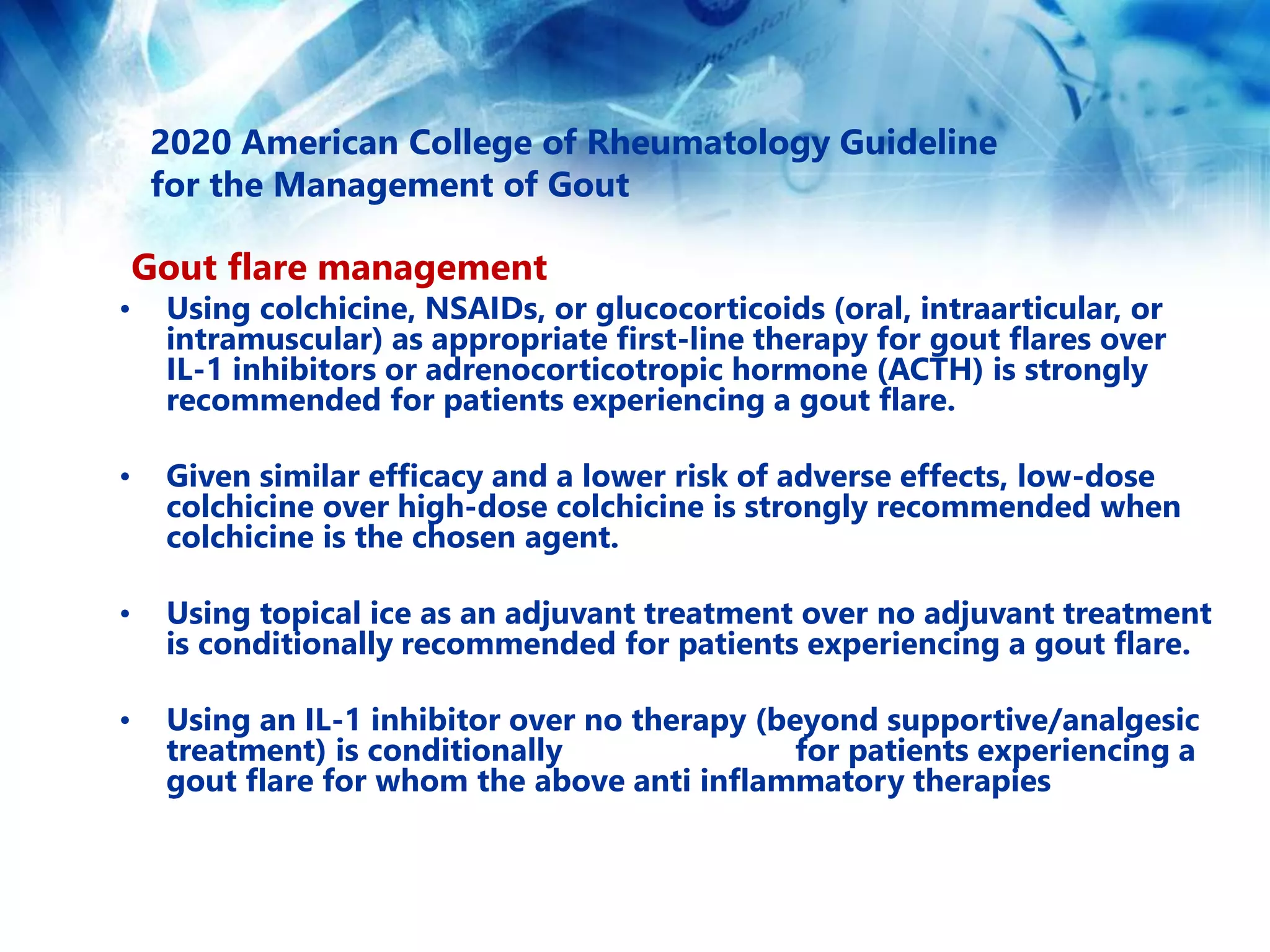 Gout Summery Updated 2020 American College Of Rheumatology Guideline | PDF