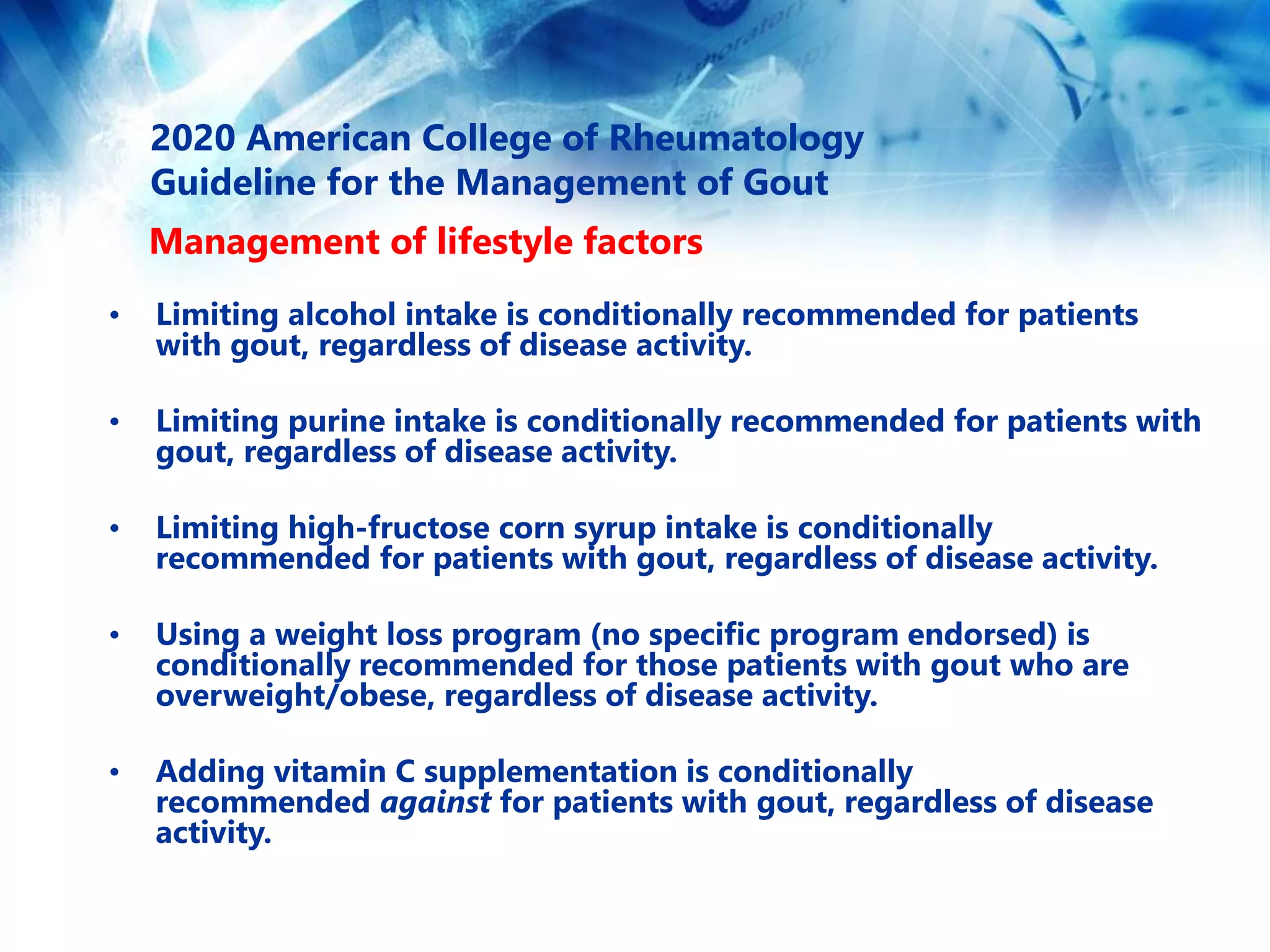 Gout Summery Updated 2020 American College Of Rheumatology Guideline | PDF