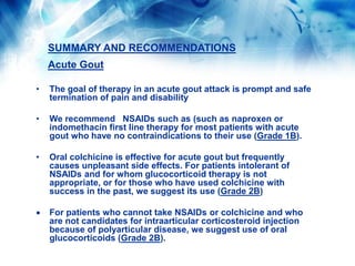 Gout Summery Updated 2020 American College Of Rheumatology Guideline | PDF