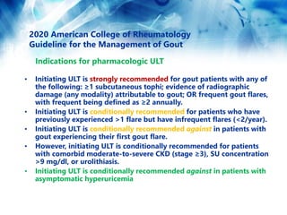 Gout Summery Updated 2020 American College Of Rheumatology Guideline | PDF