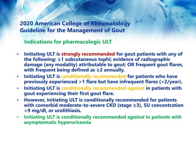 Gout Summery Updated 2020 American College Of Rheumatology Guideline ...