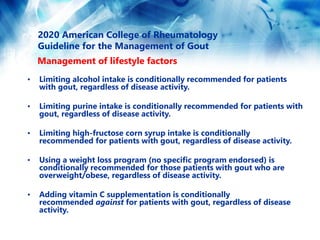 Gout Summery Updated 2020 American College Of Rheumatology Guideline | PDF