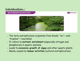 Eutrophication: a threat to aquatic ecosystems presentation | PDF