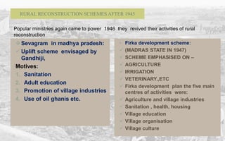 rural reconstruction BEFORE AND AFTER INDEPENDENCE AND SCHEMES | PPTX
