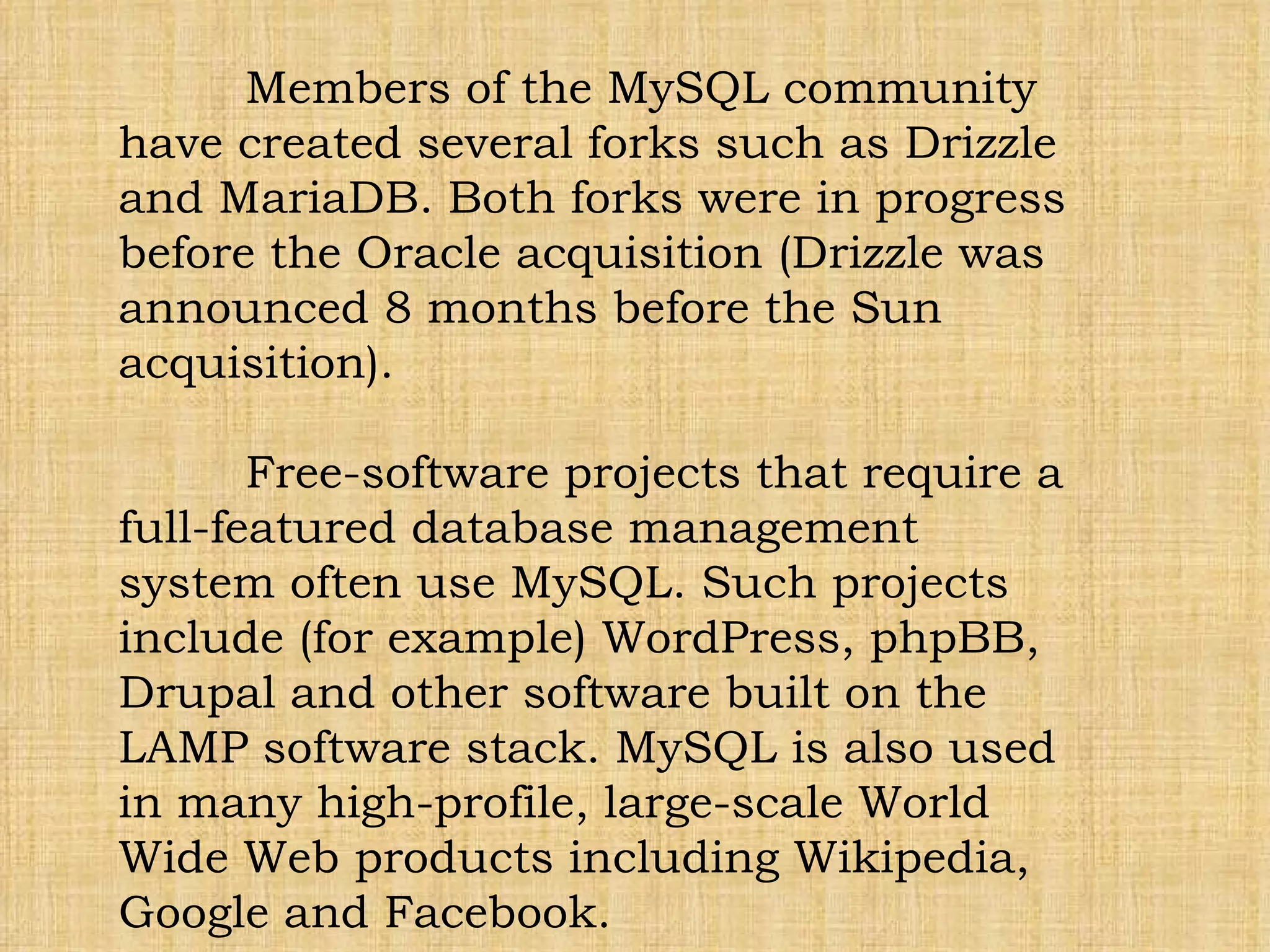 MySQL | PPT | Databases | Computer Software and Applications